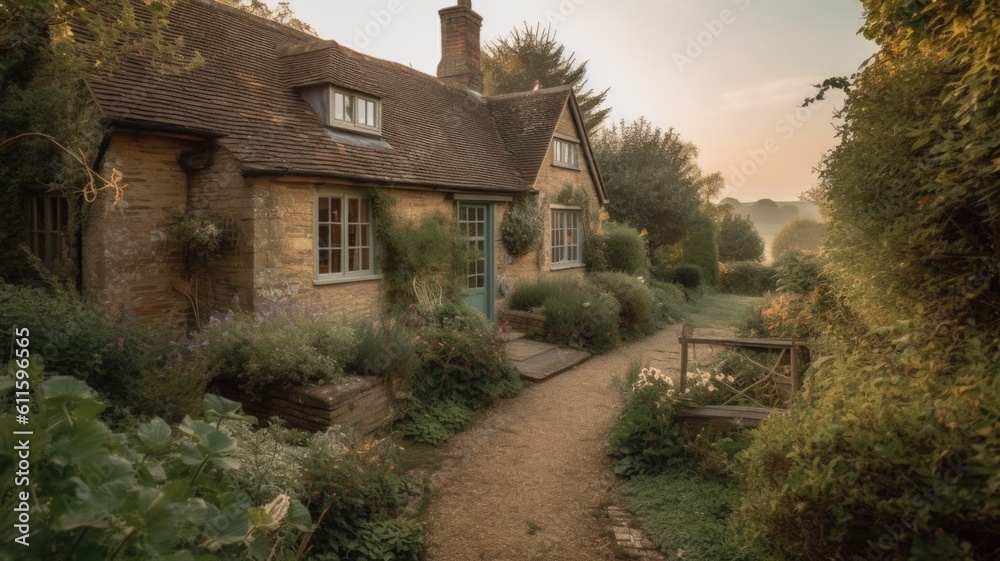 Home architecture design in Cottage Style with Sloped roof constructed ...