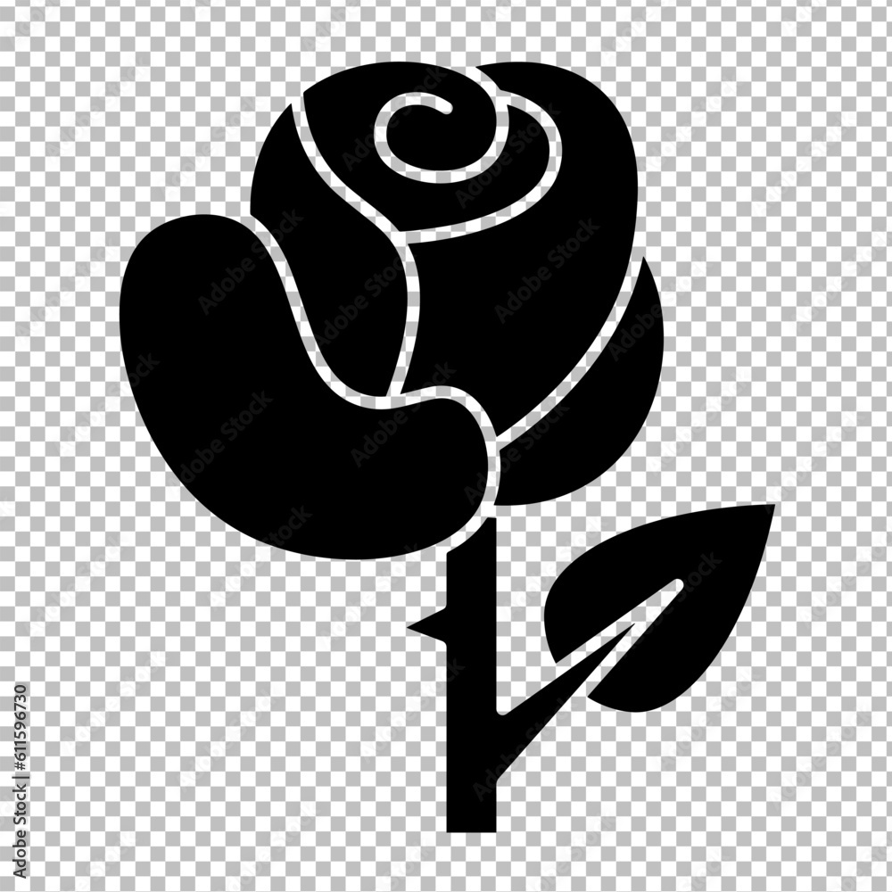 Flat Rose flower icon. Simple illustration of rose flower icon for web design isolated on ...