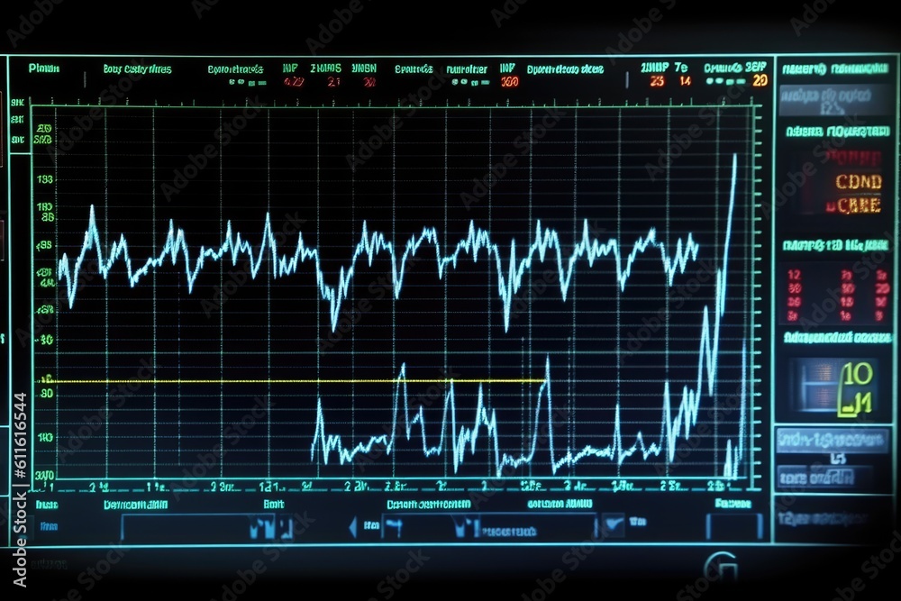 Oscilloscope waveform on its screen. Generative AI Stock Illustration | Adobe Stock