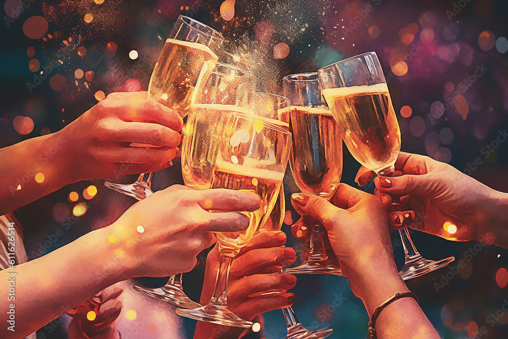 group of people doing toast together Stock Illustration | Adobe Stock