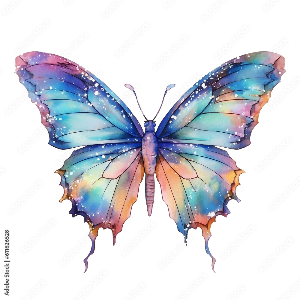 Rainbow Butterfly Watercolor Clipart, Pastel Butterfly Watercolor ...
