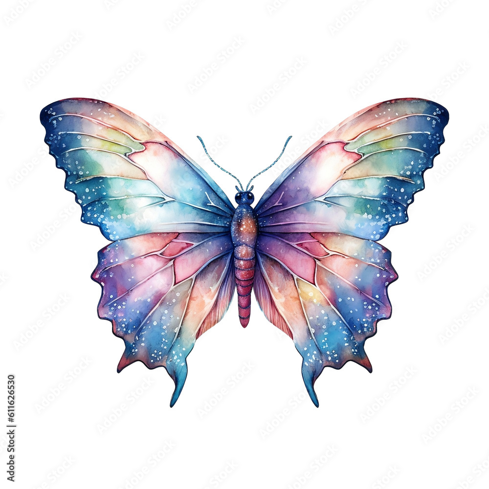 Rainbow Butterfly Watercolor Clipart, Pastel Butterfly Watercolor ...
