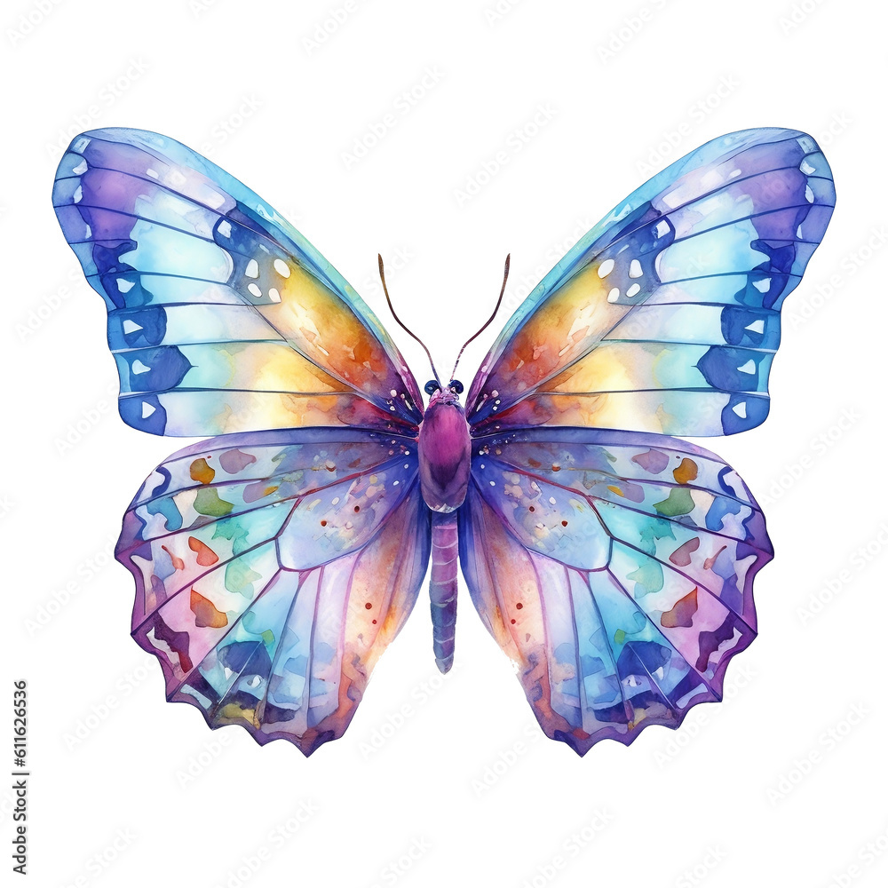 Rainbow Butterfly Watercolor Clipart, Pastel Butterfly Watercolor ...
