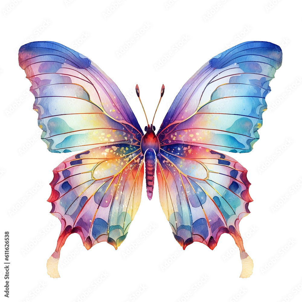 Rainbow Butterfly Watercolor Clipart, Pastel Butterfly Watercolor ...
