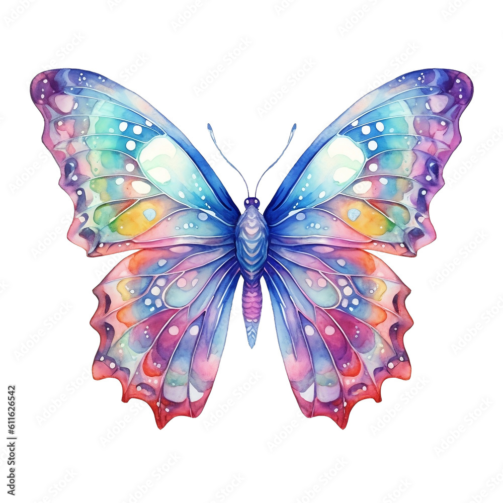Rainbow Butterfly Watercolor Clipart, Pastel Butterfly Watercolor ...