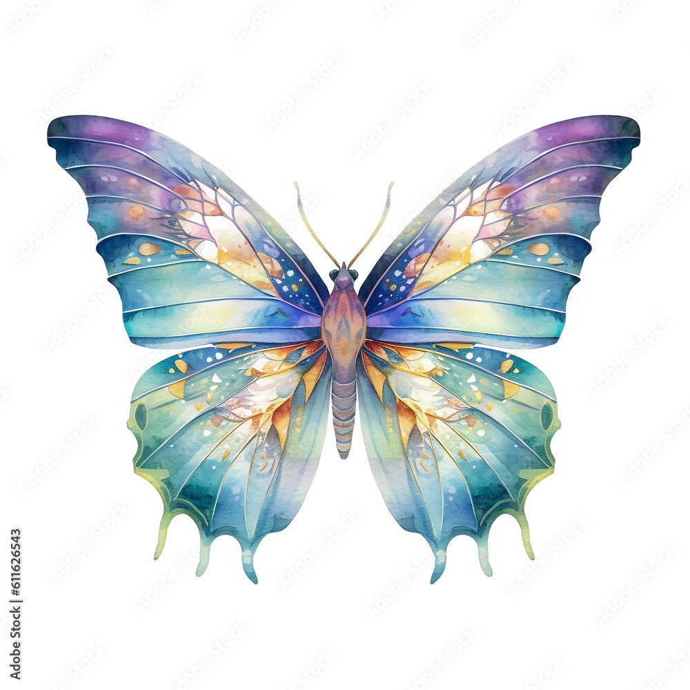Rainbow Butterfly Watercolor Clipart, Pastel Butterfly Watercolor ...
