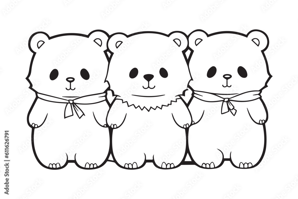 Cute Bear Coloring Pages, Kids Coloring Book, Bear Vector Character ...