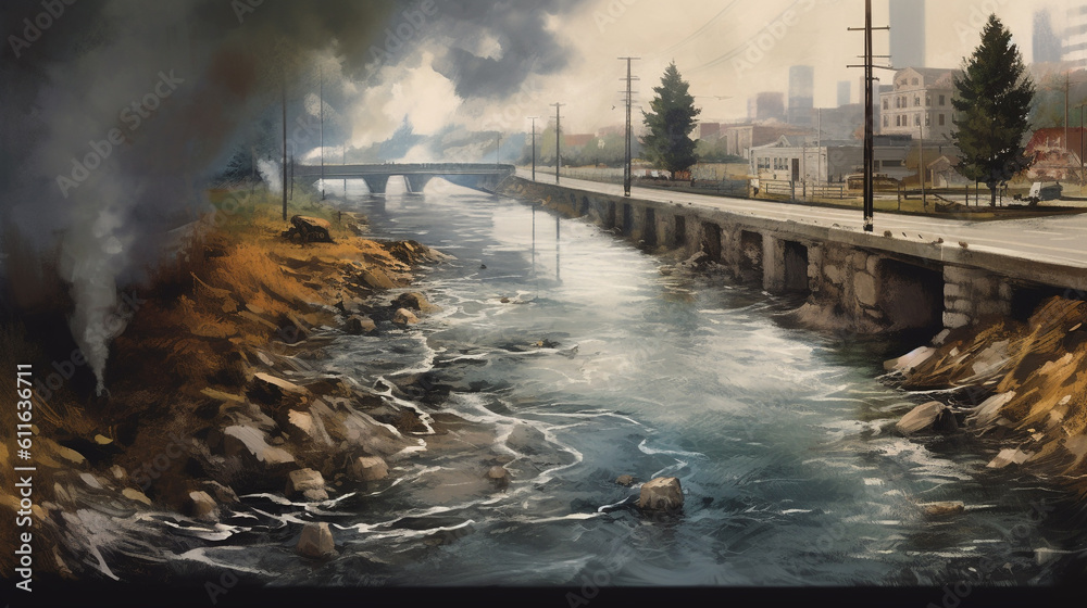 combined sewer overflow (CSO), with a torrential downpour causing ...