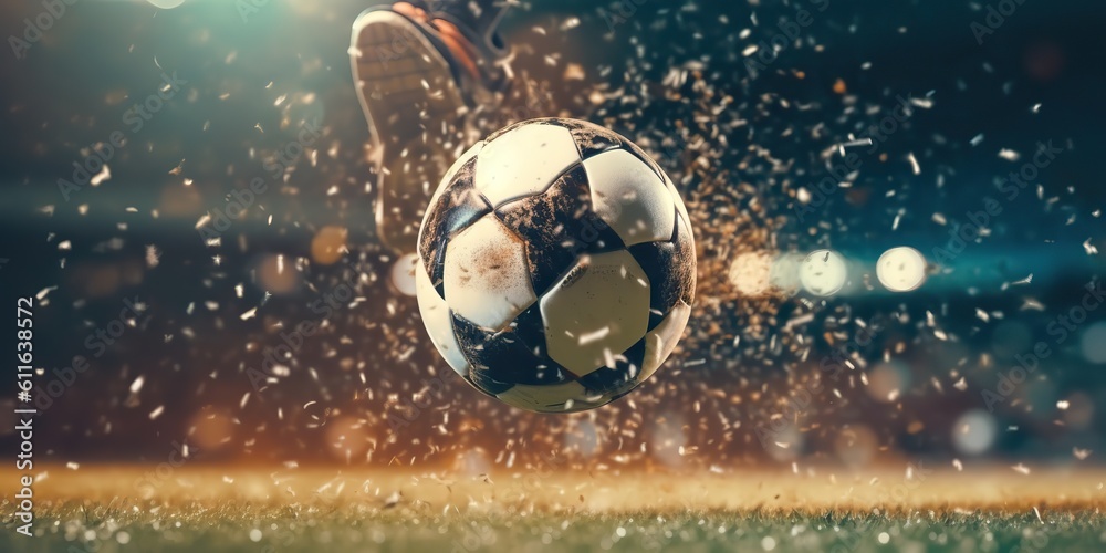 AI Generated. AI Generative. Soccer football ball foot kick motion game ...