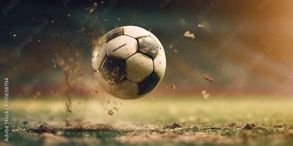 AI Generated. AI Generative. Soccer football ball foot kick motion game ...