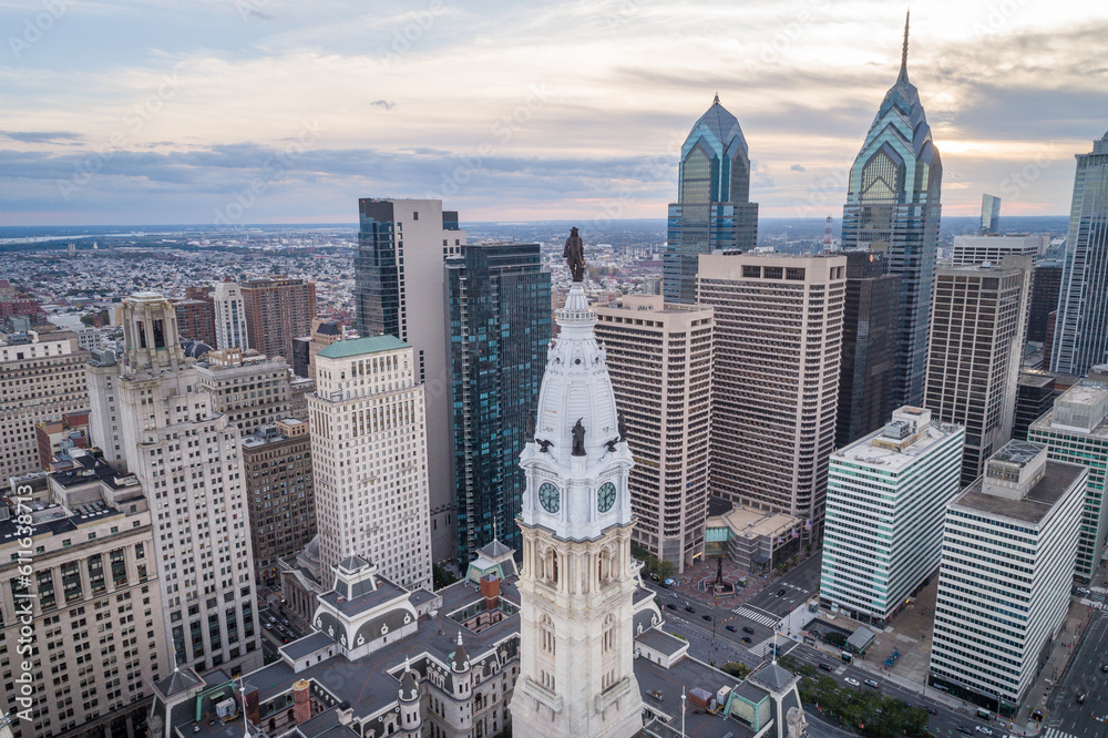 Statue of William Penn. Philadelphia City Hall. William Penn is a ...