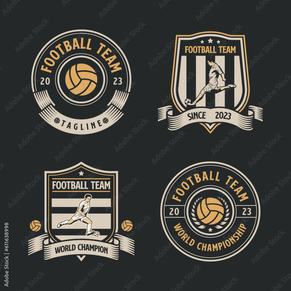 Set of vintage soccer Logo or football club sign badge. Football logo ...