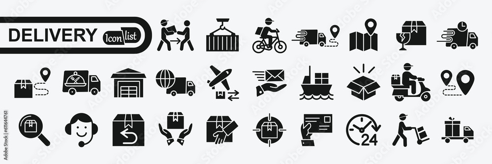 Delivery service icon set. Containing order tracking, delivery home ...