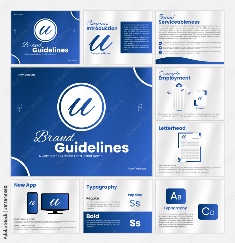 Vetor de Brand Guidelines template. Brand Identity presentation. Logo ...