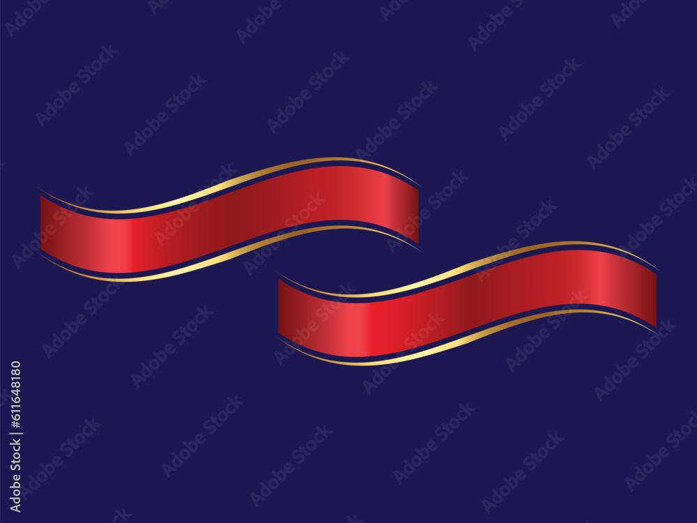 Ribbon with star banner, gold border ribbon vector illustration Stock ...