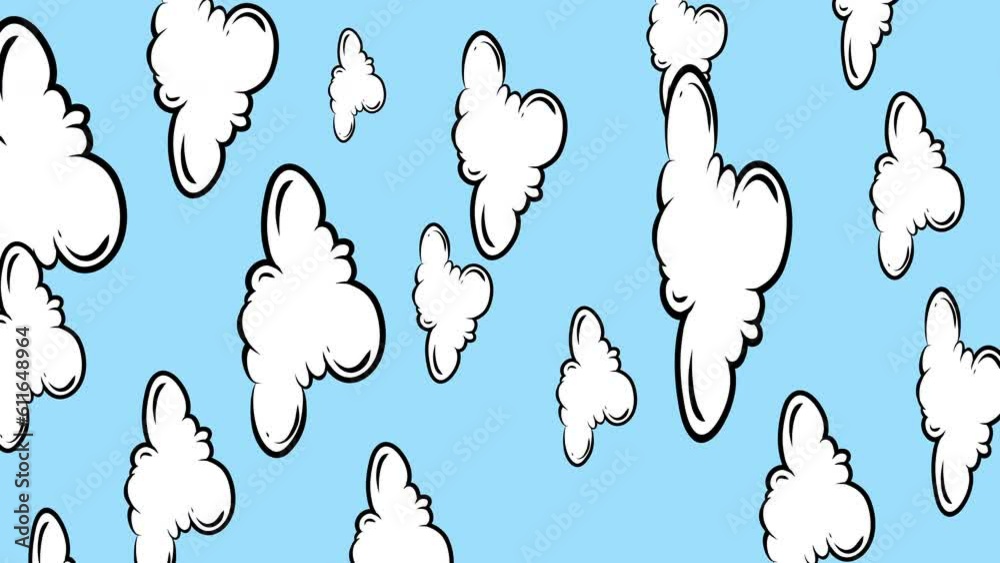 Cloudy sky animation. Animated Cartoon Clouds timelapse in blue sky ...