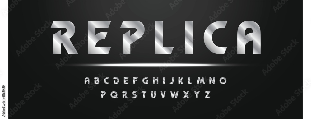 REPLICA, Sports minimal tech font letter set. Luxury vector typeface ...