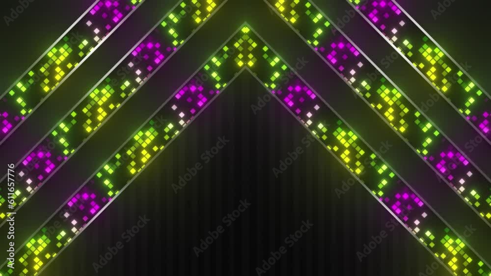 4K Led Lights Black Background overlapping on a pink background in a ...