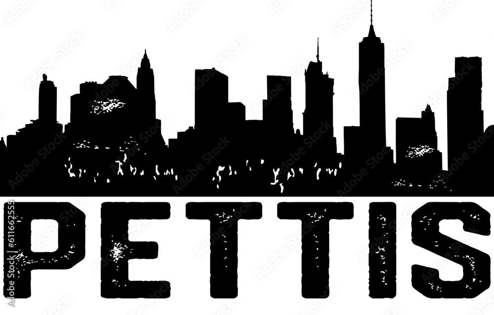 Vetor de Pettis Skyline Silhouette. Black Pettis Missouri MO City ...