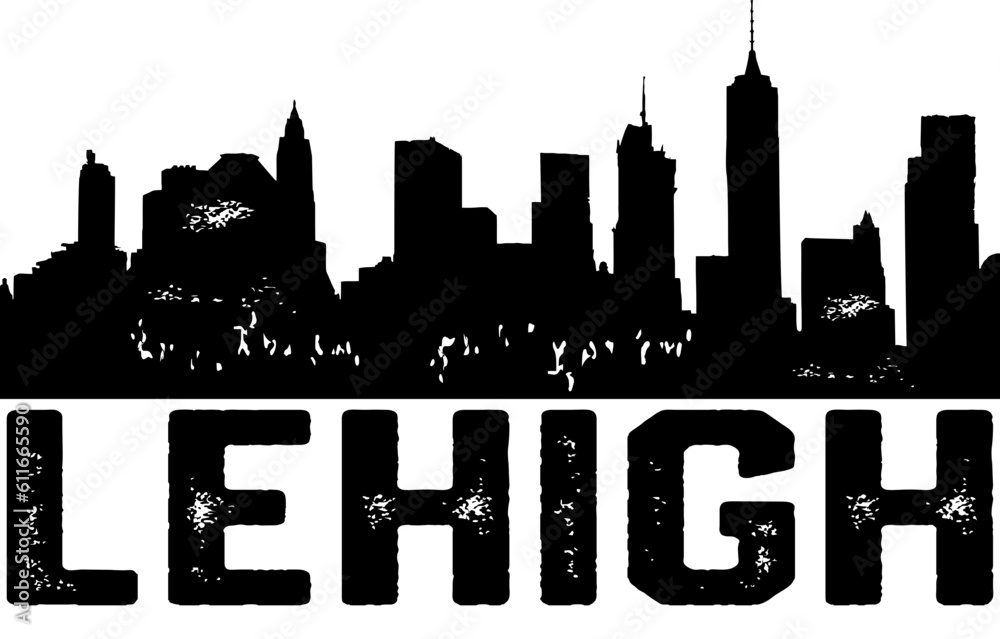 Vetor de Lehigh Skyline Silhouette. Black Lehigh Pennsylvania PA City ...