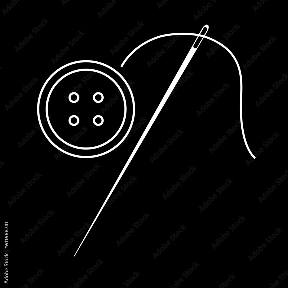 Needle and button icon. Symbol of sewing and tailoring craft. Vector ...