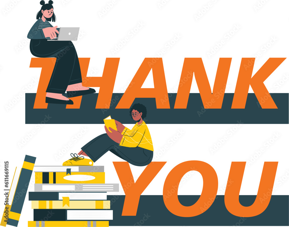 Thank you card, text or lettering. Vector script and handwritten ...