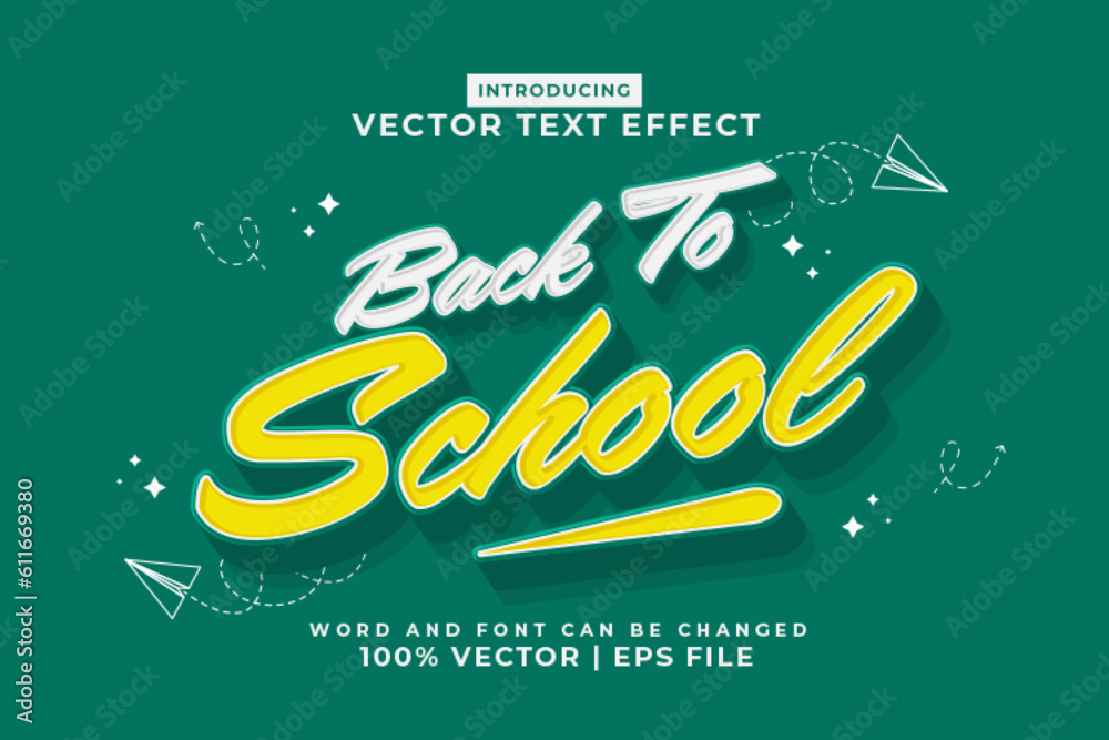 Editable text effect Back To School 3d Cartoon template style premium ...