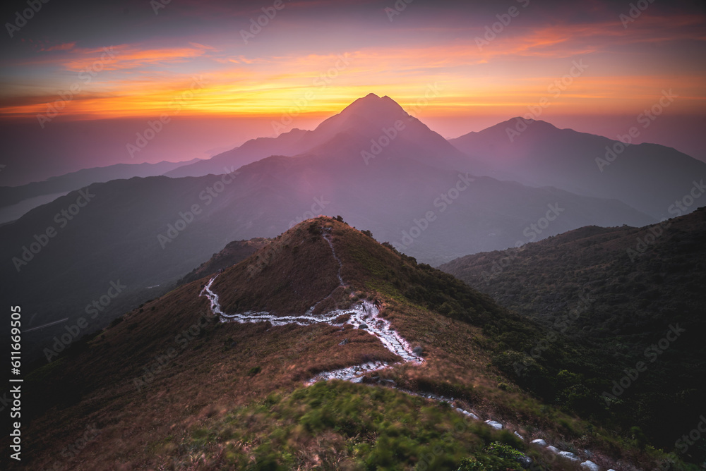 Sunset peak in Hong Kong during sunset with Lantau peak at background Stock Photo | Adobe Stock