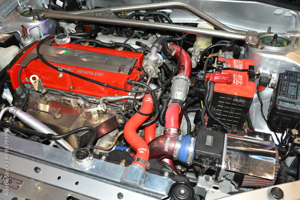 Mitsubishi lancer evolution engine at JDM Underground car show in Pasay ...