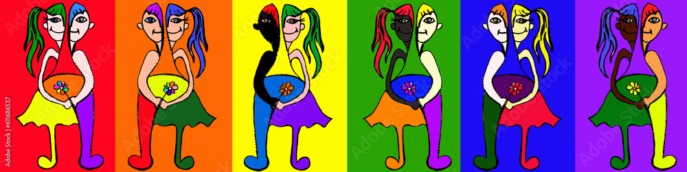 Border symbol of non-binary people on a bright background.Gender ...