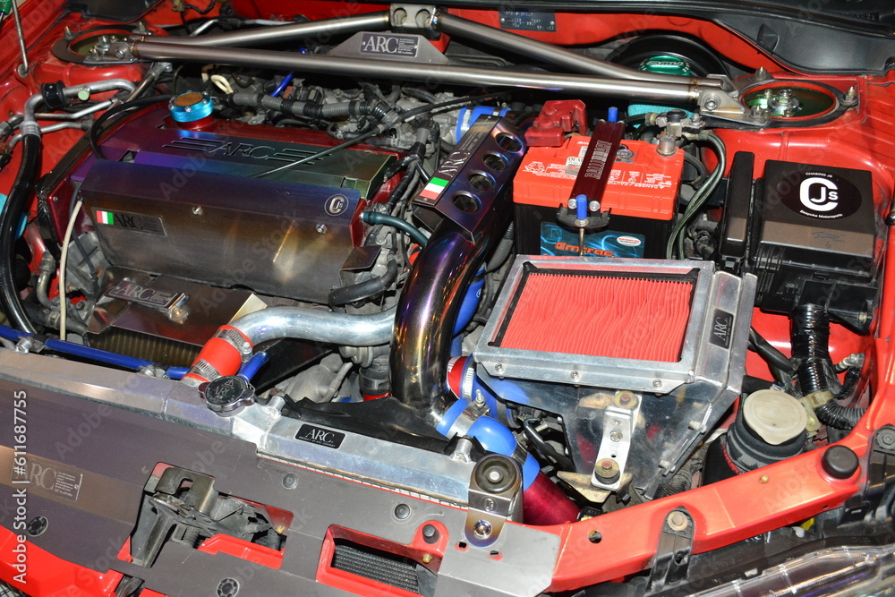Mitsubishi lancer evolution engine at JDM Underground car show in Pasay ...