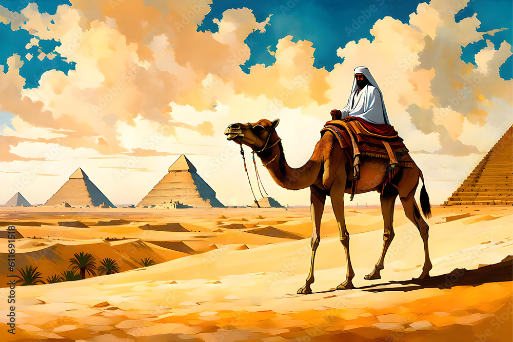 An awe-inspiring illustration of the Pyramids of Giza takes you on a ...