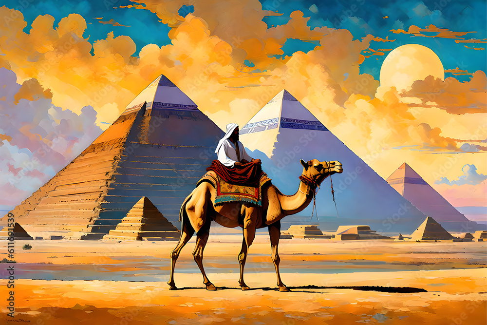 An awe-inspiring illustration of the Pyramids of Giza takes you on a ...