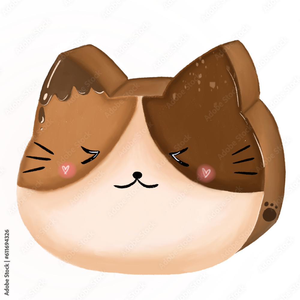 Cute Cat Bread Shokupan Drawing Stock Illustration | Adobe Stock