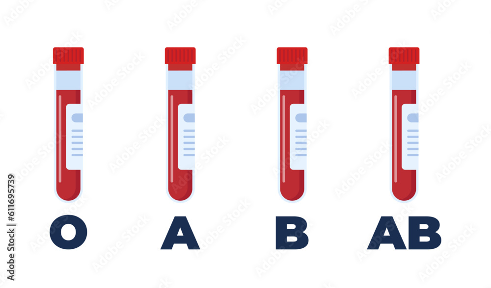 Blood test tubes with blood types. Blood group vector icons. Stock ...