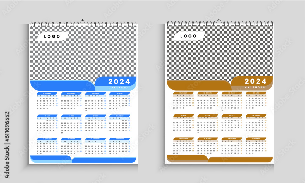 mordent Calendar 2024, Wall calendar design template for 2024 ...