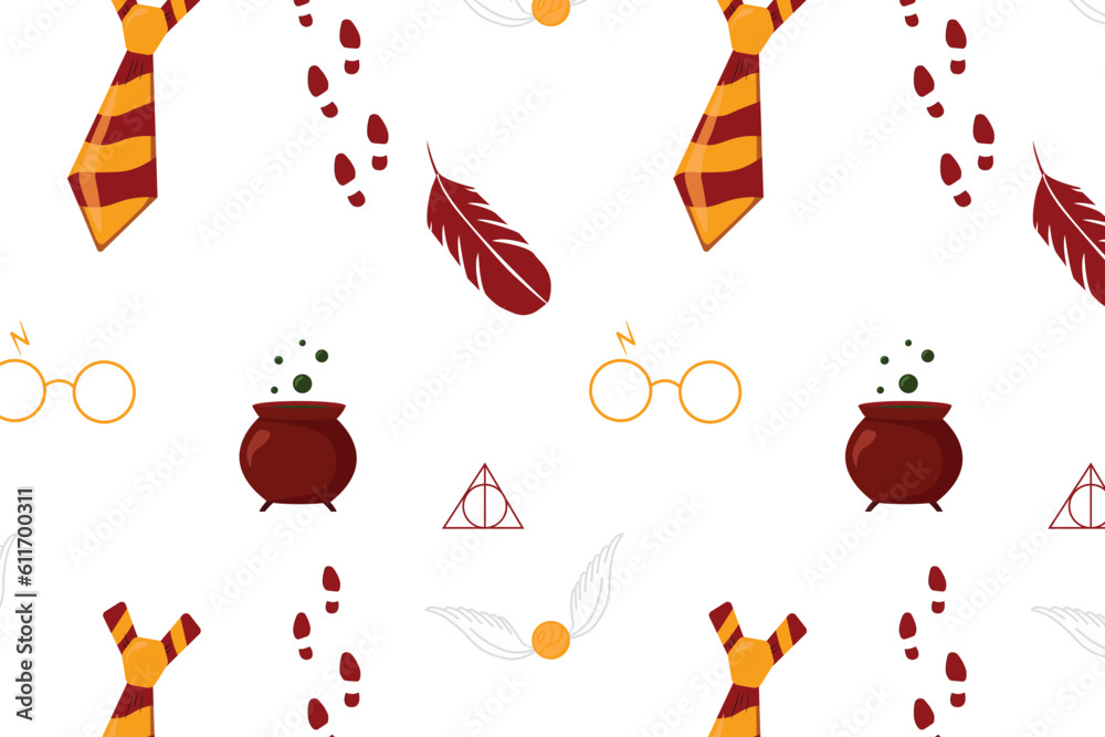 Seamless pattern magic school. Vector seamless pattern with magician ...