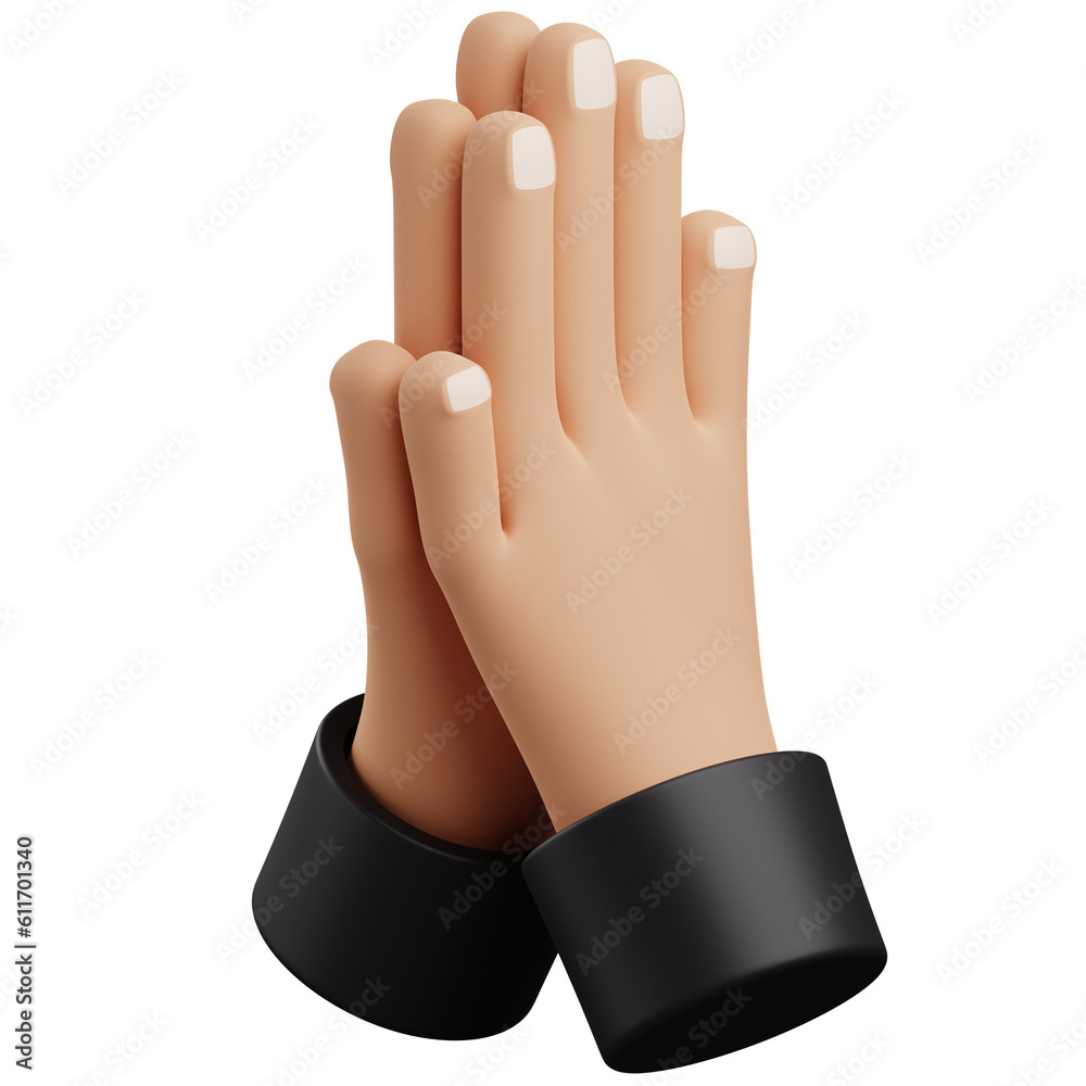 3d pray hand gesture illustration with isolated design Stock ...
