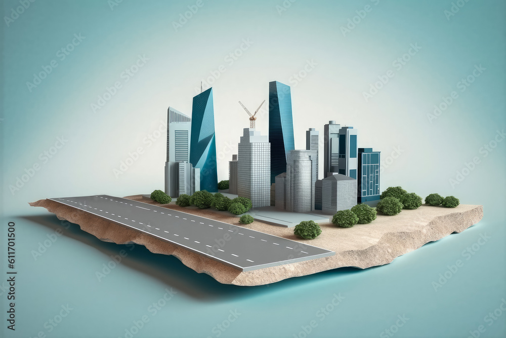Road and highway with buildings skyline , Design of land and city ...