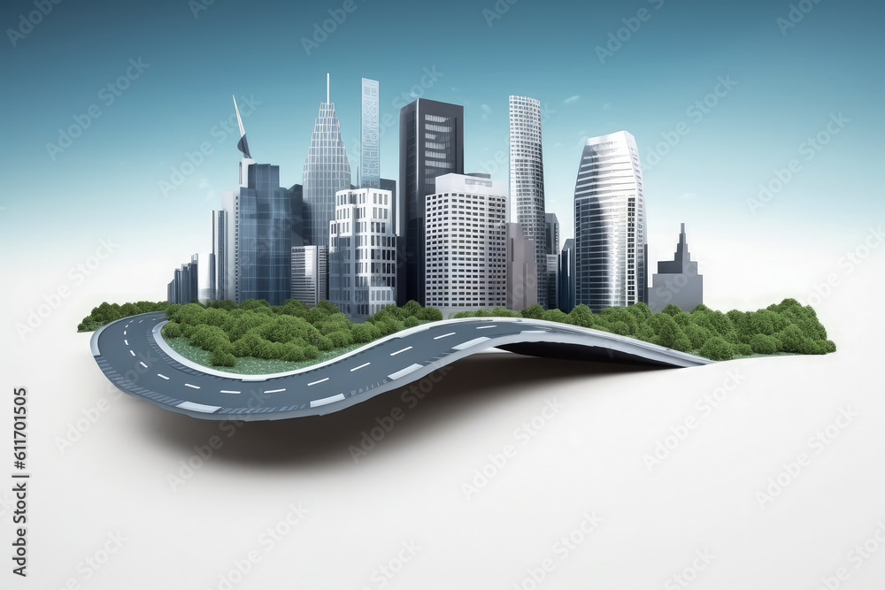 Road and highway with buildings skyline , Design of land and city ...