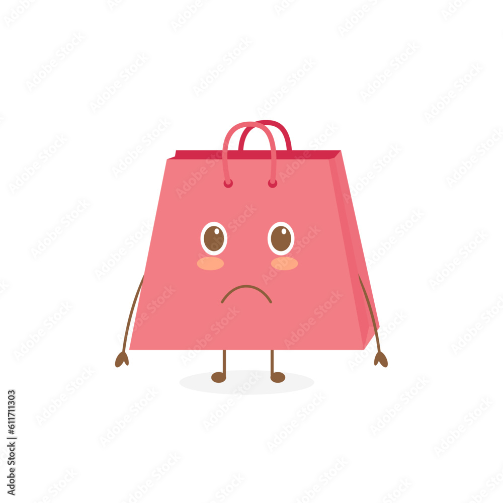 sad character shopping bag mascot vector. cartoon character ...