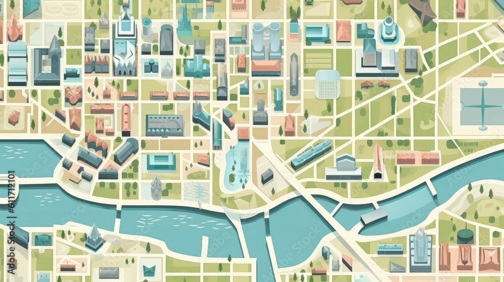 Modern city map layout with street plan (Generative AI) Stock ...