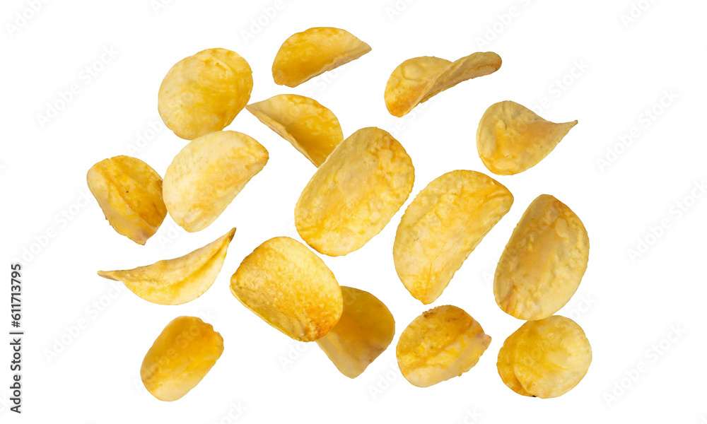 Lots of potato chips falling png, isolated on transparent background ...