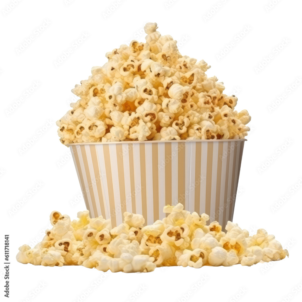 bucket of popcorn isolated on transparent background cutout Stock ...