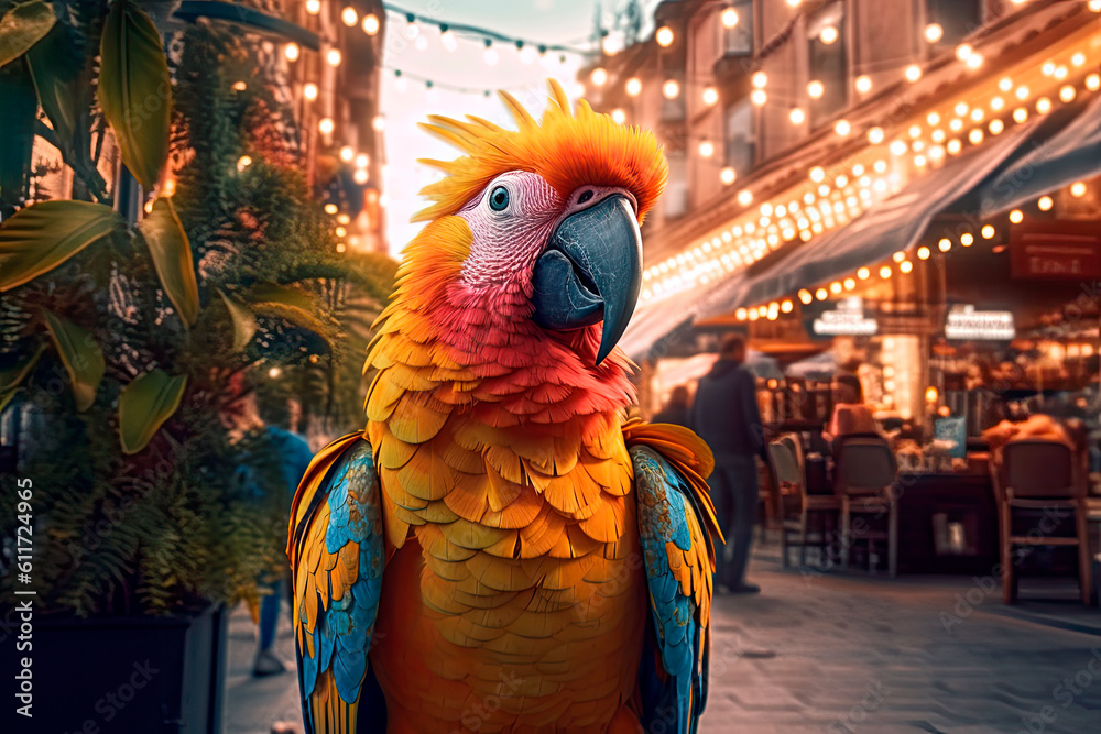 friendly and charismatic parrot character involved in an everyday ...
