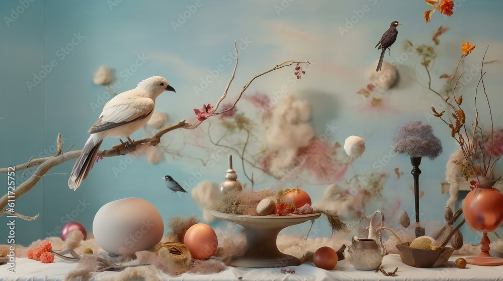 Surrealism, Floating objects installation, Various textures, Pastel ...