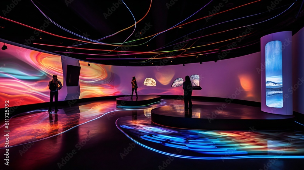 Digital Art Museum, Immersive VR station, Smooth Design, RGB spectrum ...