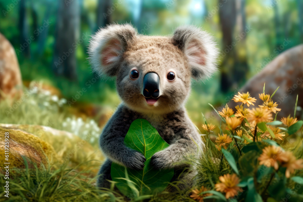 friendly and charismatic koala character involved in an everyday ...