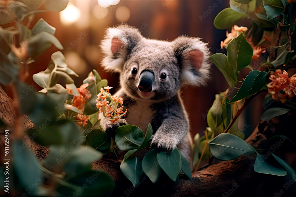 friendly and charismatic koala character involved in an everyday ...