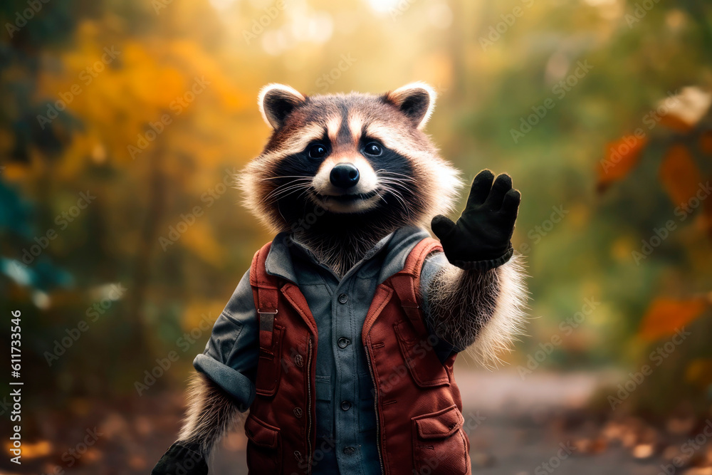 friendly and charismatic raccoon character involved in an everyday ...